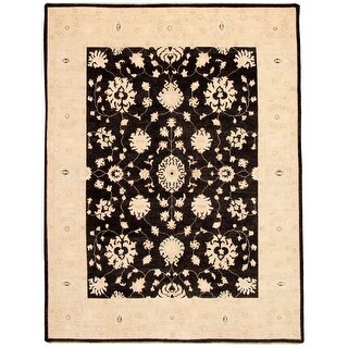 Hand-knotted Chobi Finest Black Wool Rug - 9'0" x 11'10"/9'0 x 11'10 ...