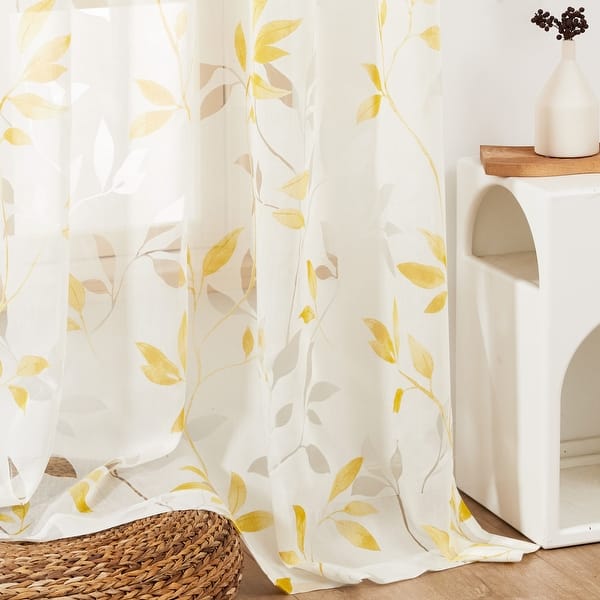 Deconovo Floral Pattern Sheer Curtain for Living Room (1 Panel) - On ...