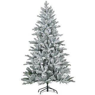 6ft Realistic Snow Flocked Artificial Christmas Tree, Hinged Design ...