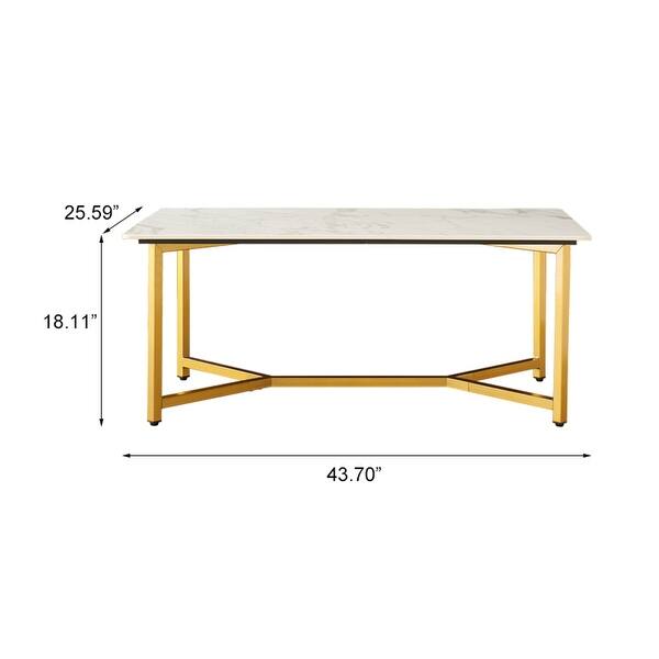 White Sintered Stone Rectangle Coffee Table - Bed Bath & Beyond - 36105946