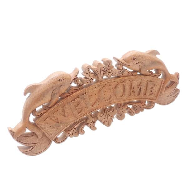 Novica Handmade Dolphin Welcome Wood Wall Sign - Bed Bath & Beyond ...
