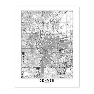 Denver Colorado Denver White Map Maps Black White Art Print/Poster ...