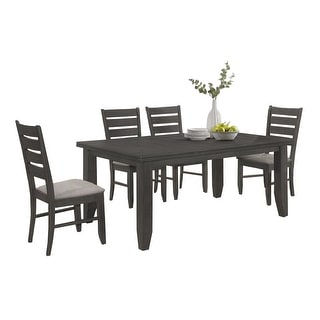 5 Piece Rectangular Dining Set in Dark Grey Finish - Bed Bath & Beyond ...