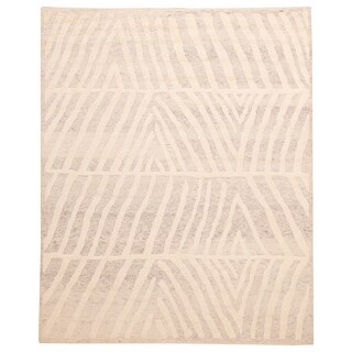 ECARPETGALLERY Hand-knotted Looma Cream, Grey Wool Rug - 8'2 x 10'1 ...