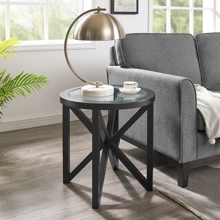 22x22 Inch Glass Top Side Table with Solid Wood Legs - Bed Bath ...