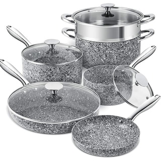 MICHELANGELO Stone Cookware Set 10 Piece, Ultra Nonstick Granite Pots ...