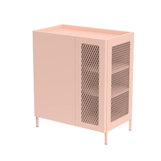 2 Door Steel Pink Storage Cabinet, Accent Storage Locker with Six ...