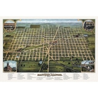Vintage Map Of Mattoon Illinois 1884 Coles County Poster Print (18 X 24 ...