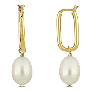 Miadora 10-10.5mm Rice Shape Cultured Freshwater Pearls on Rectangle ...