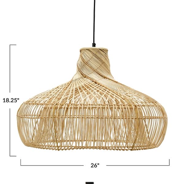 Hand Woven Cane Ceiling Light - 26.0"L x 26.0"W x 18.1"H - Bed Bath ...