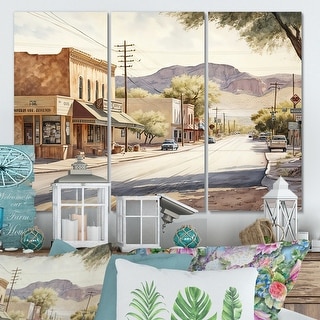 Designart "Small Town Wild West II" Western Landscape Canvas Art Print ...