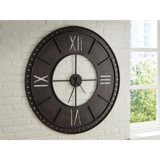Signature Design by Ashley Lytle Antique Brown Wall Clock - 50"W x 1"D ...