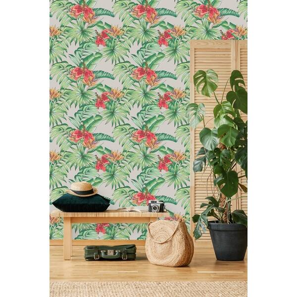 Red Exotic Flowers Wallpaper - Bed Bath & Beyond - 35647738