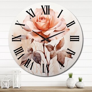 Designart "Peach Beige Minimalism Peach Flower" Abstract Botanicals ...