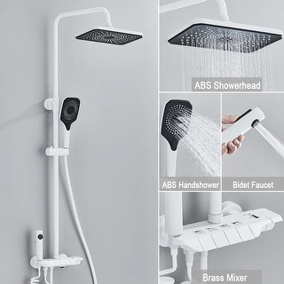 Piano Digital Bathroom Shower Faucets Set Rainfall White Shower System ...