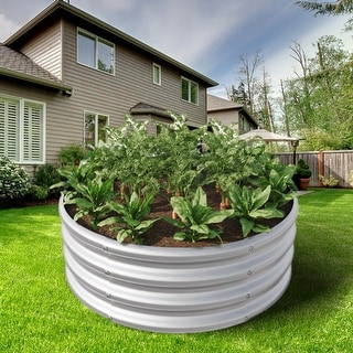 JASIWAY Metal Raised Garden Bed Round Raised Planter - Bed Bath ...