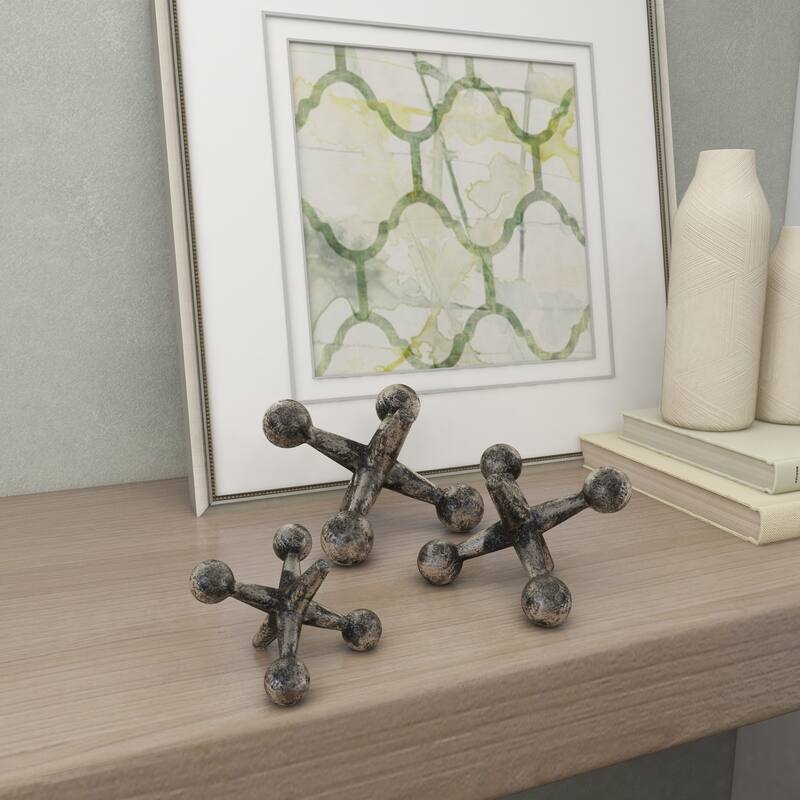 Classy Metal Silver Jacks (Set Of 3) - Overstock - 21015402