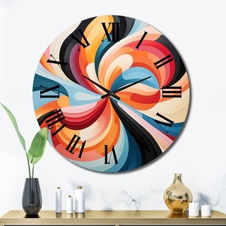Designart "Opt Art Chromatic Elixir VII" Abstract Oversized Wall Clock ...