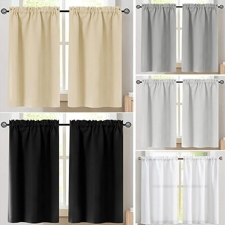 2 Pcs Blackout Kitchen Curtain Tiers with Rod Pocket 34"x36" - Bed Bath ...