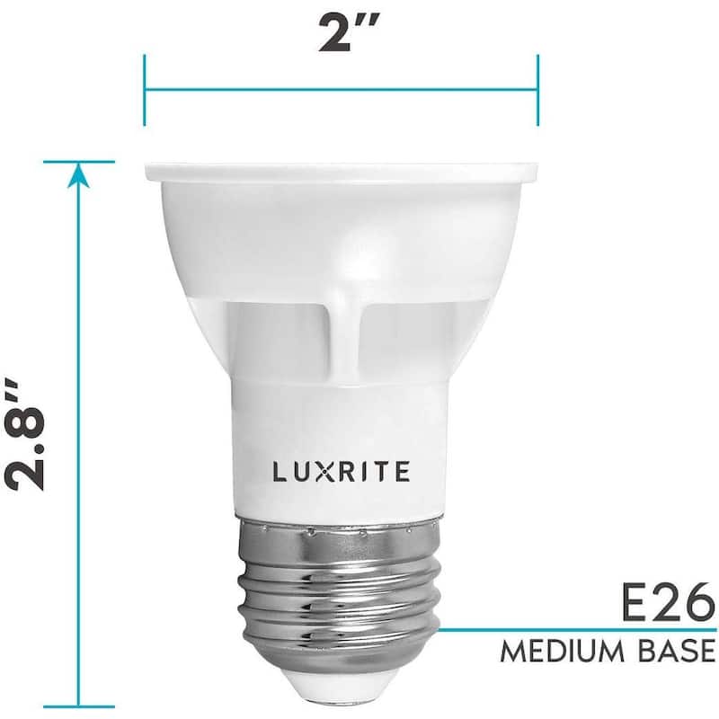 Luxrite PAR16 LED Bulb, 50W Equivalent, 450 Lumens, Dimmable, Enclosed ...
