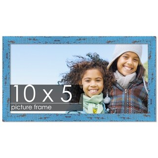 10x5 Shabby Chic / Farmhouse Blue Wood Picture Frame - UV Acrylic, Foam ...