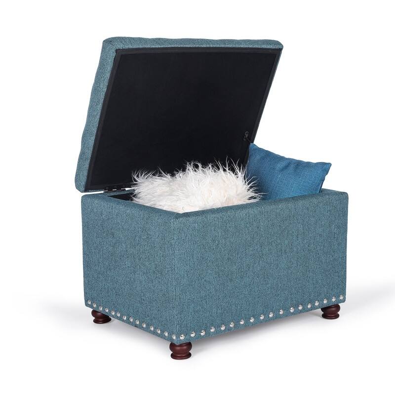 Adeco 24'' Rectangular Upholstered Storage Ottoman Fabric Foot stool ...