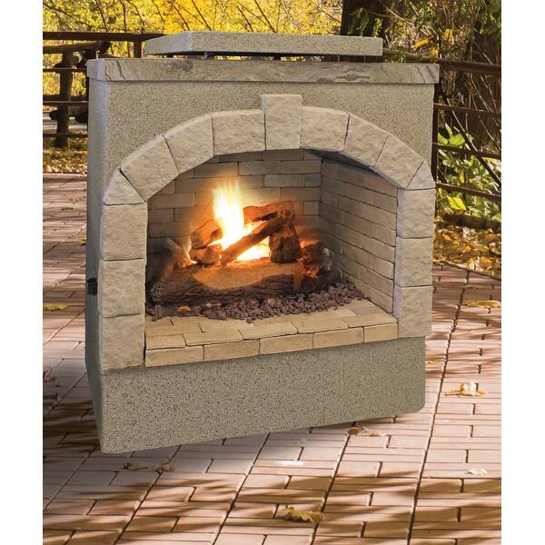 48 in. Tile and Stucco Propane Gas Outdoor Fireplace - Bed Bath ...