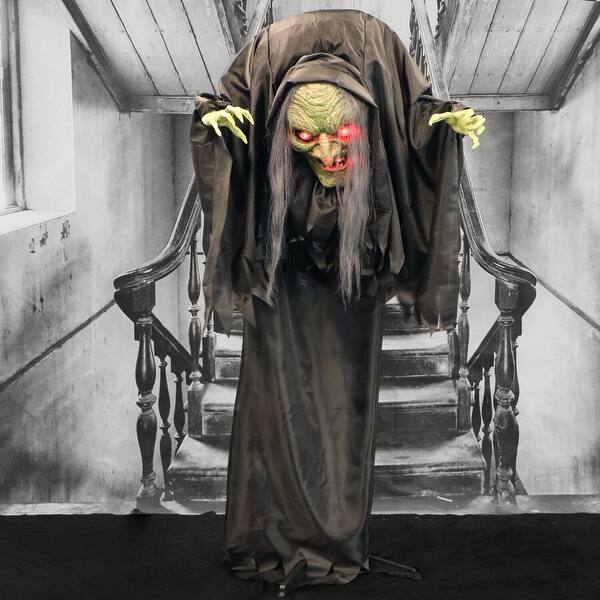 Haunted Hill Farm Petra the Gray Animatronic Talking Hunchback Witch ...