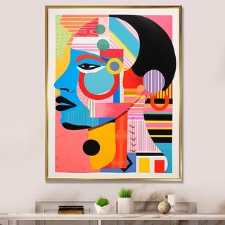 Designart "Deconstructed Pop Art Portrait Of Retro Woman" Abstract ...
