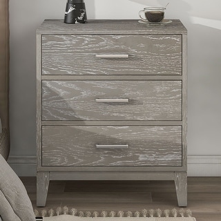 Modern Concise Style Solid Wood Grey Three-Drawer Nightstand - Bed Bath ...