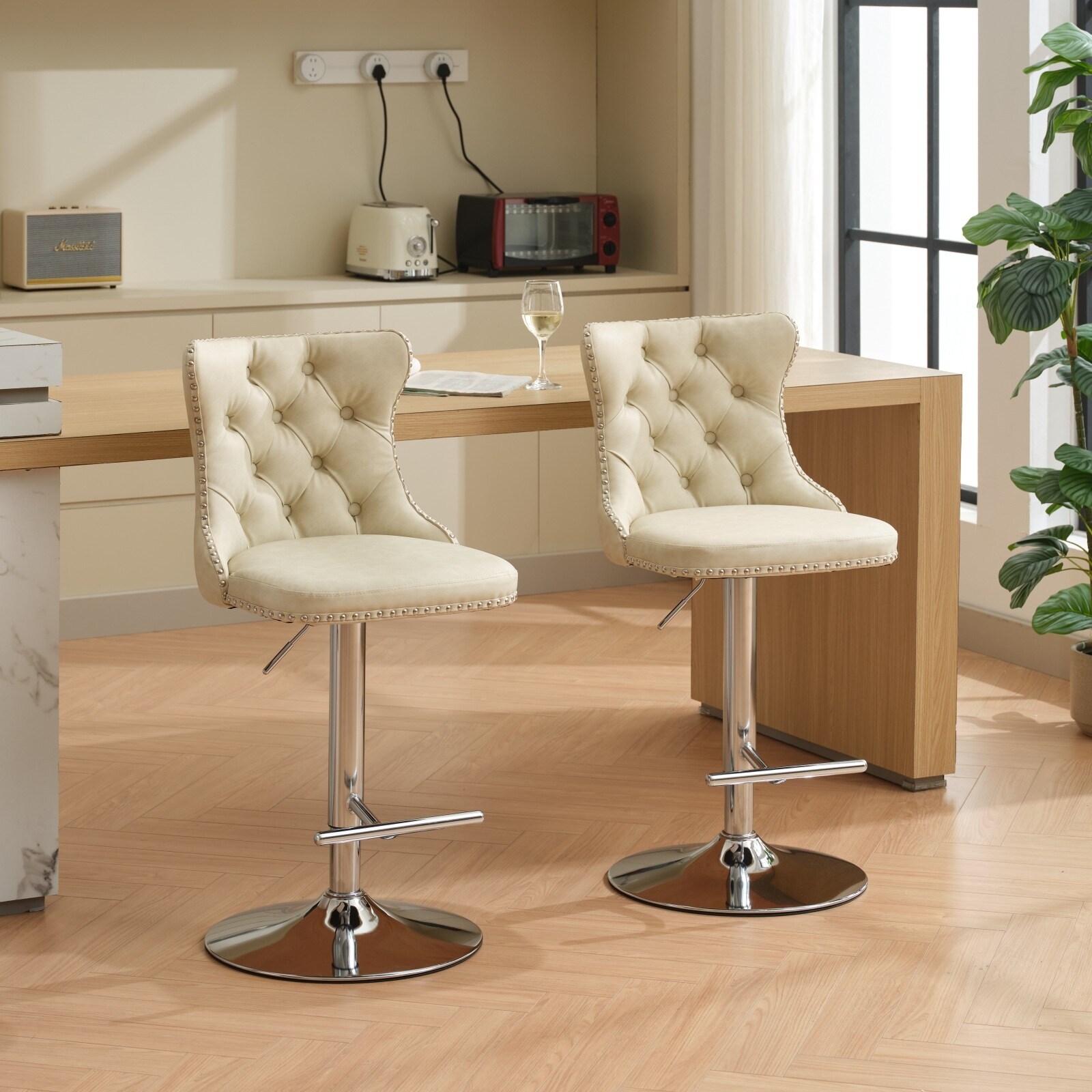 Cream leather breakfast bar stools store