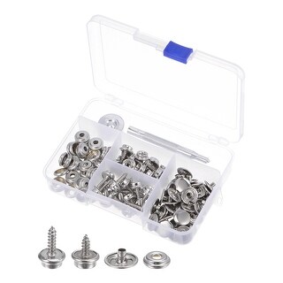 40 Sets Screw Snap Fasteners Kit 15mm Metal Snaps with Dies, Silver ...