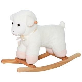 Rocking horse rocker with a fun pink sheep For Baby -White - 25.5" L x ...