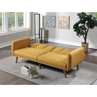 Chic Mustard Yellow Convertible Sofa Bed with Extra Cushioning and ...