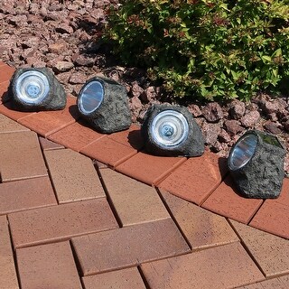 Sunnydaze Decorative Garden Rock Solar Light with White LED Light - Set ...