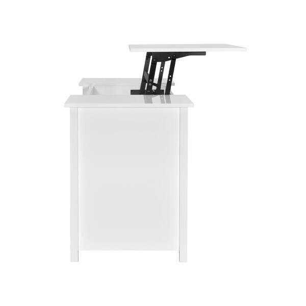 4 Drawers Wood Desk in High Gloss White Finish - Bed Bath & Beyond ...