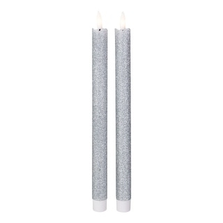 Set 2 Silver Glittered LED Flameless Taper Christmas Candles 11" - Bed ...