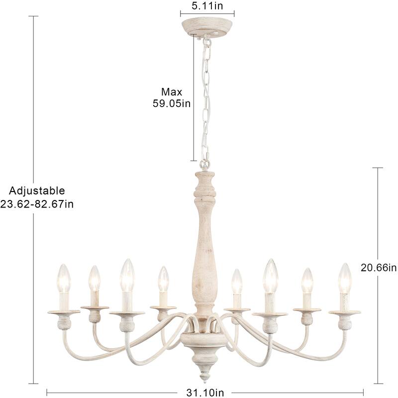 Modern Farmhouse 8-Light Candle Chandelier for Dining Room - W31.1"x ...