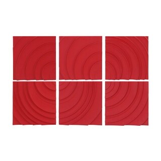 Sagebrook Home 14X14 Wood Majesta Plaster Wall Decor, Red, Set of 6 ...