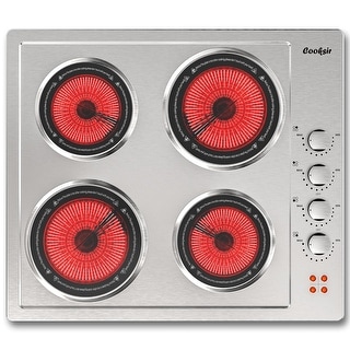 Electric Cooktop 4 Burner - 24 Inch Stainless Steel Electric Stove Top ...