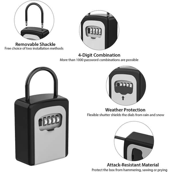 Key Lock Box, Combination Lockbox with Code for House Key Storage ...
