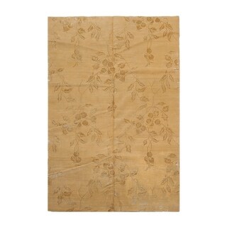 Hand Knotted Tone on Tone Caramel Wool &Silk Traditional Oriental Rug ...