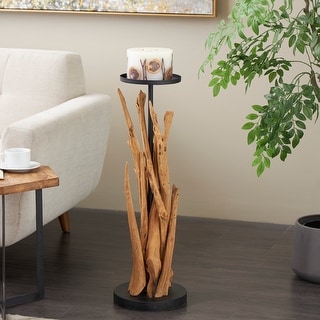 Brown Teak Wood Handmade Tall Tree Branch Floor Candle Holder with ...