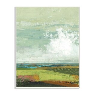 Stupell Abstract Countryside Distressed Clouds Green Sky Wood Wall Art ...