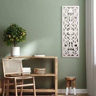 Distressed Reflective White Wood Wall Accent Medallion Panel - 12"x36 ...