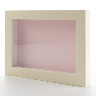 White Wash 12x24 Wood Shadow Box with Pink Acid-Free Backing - With 5/8 ...