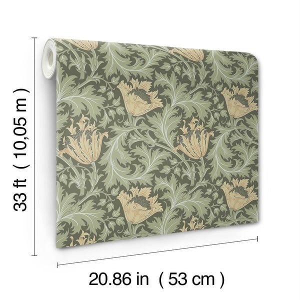 A-Street Prints Anemone Moss Floral Trail Wallpaper - Bed Bath & Beyond ...