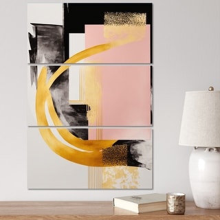 Designart "Pink And Gold Art Deco III" Modern Transitional Canvas Art ...