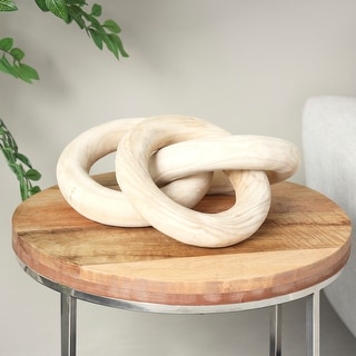 Cream Wood 3 Link Chain Decorative Sculpture with Natural Wood Grain ...
