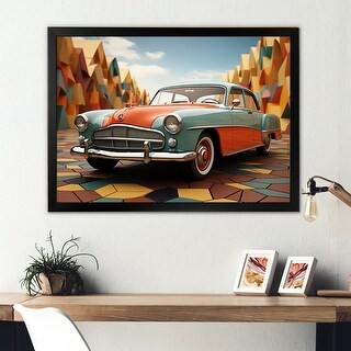 Designart "Cubist Interpretation Of A Vintage Car" Car Vintage Framed ...